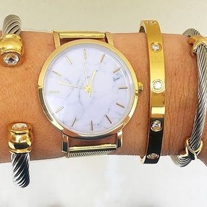 Accessories | Monaco Faux Marble Gold Tone Watch | Poshmark